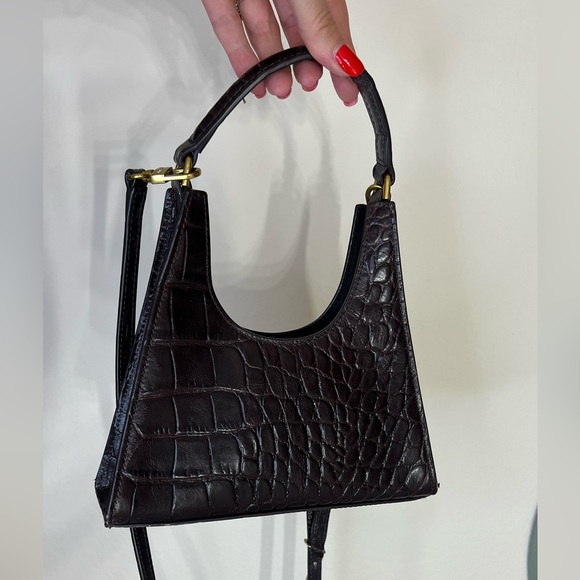 STAUD | Bags | Staud Crocodileembossed Cow Leather Brown Mini Bag New ...